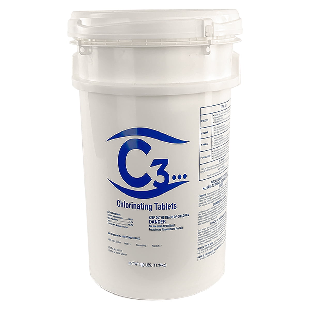 C3 3" Stabilized Chlorinating Tablets for Swimming Pools, 40 lbs ...