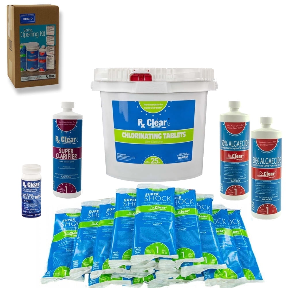 Rx Clear Chemical Maintenance Kit for Swimming Pools up to 15,000 ...