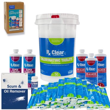 Rx Clear 3" Stabilized Chlorine Tablets and Super Shock Kit, 50 lbs ...