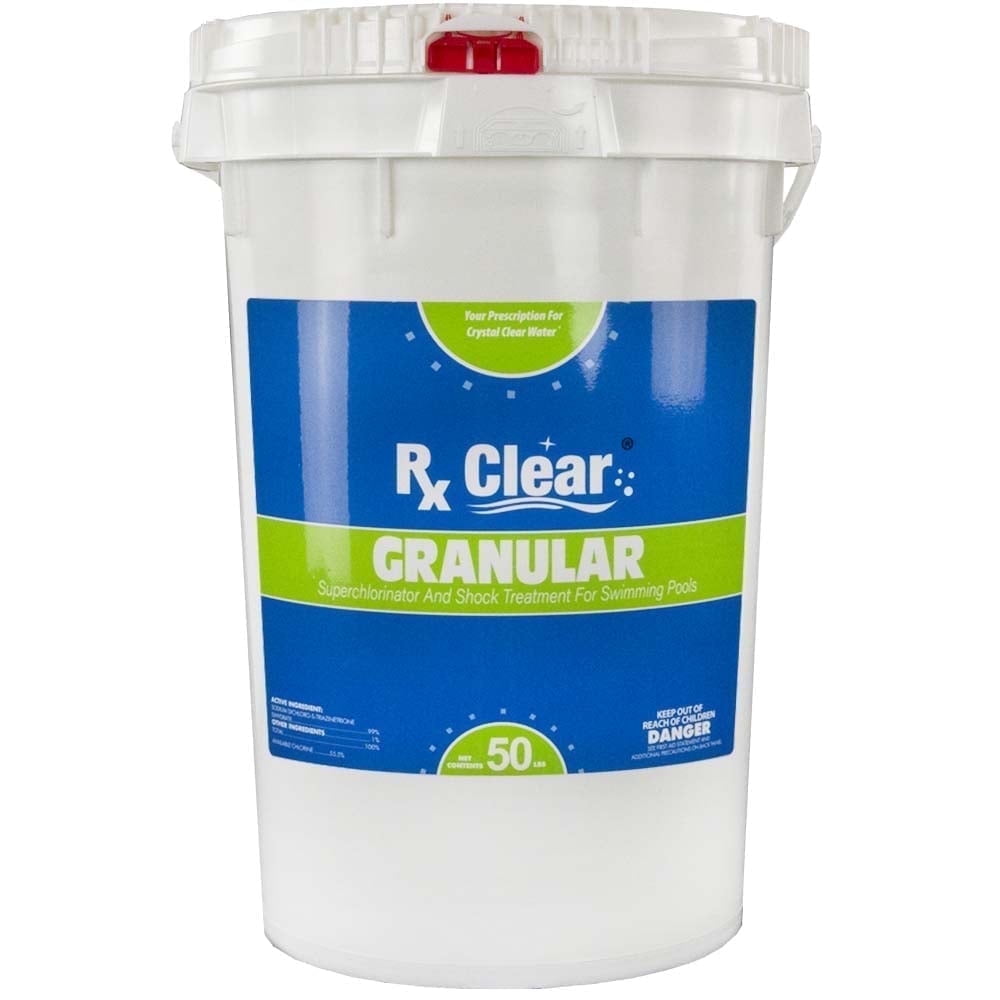 Rx Clear Chlorinating Shock Granular Pool Chlorine - 50 lb Bucket ...