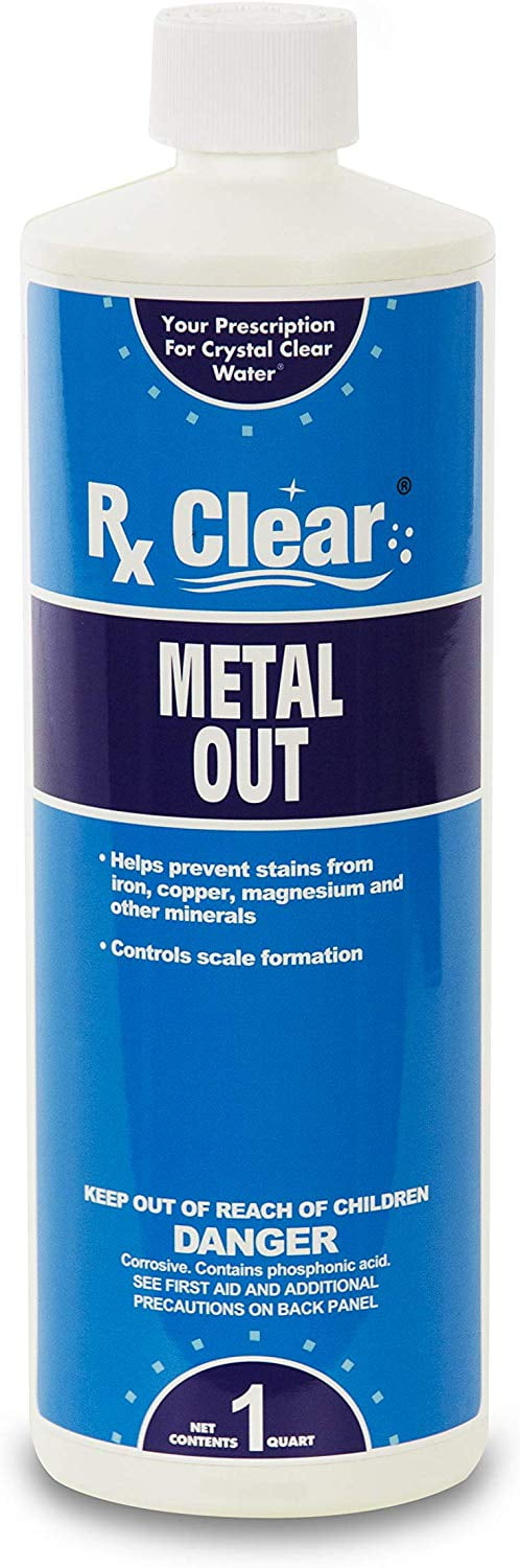 Rx Clear Metal Out Stain Prevention Liquid for Swimming Pools & Spas, 1 ...