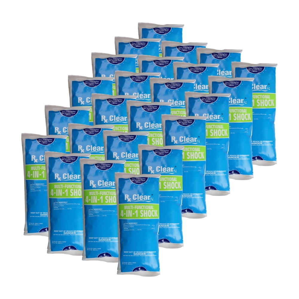 Rx Clear Multi-Functional 4-in-1 Swimming Pool Shock, 1 lb Bag, 24-Pack ...