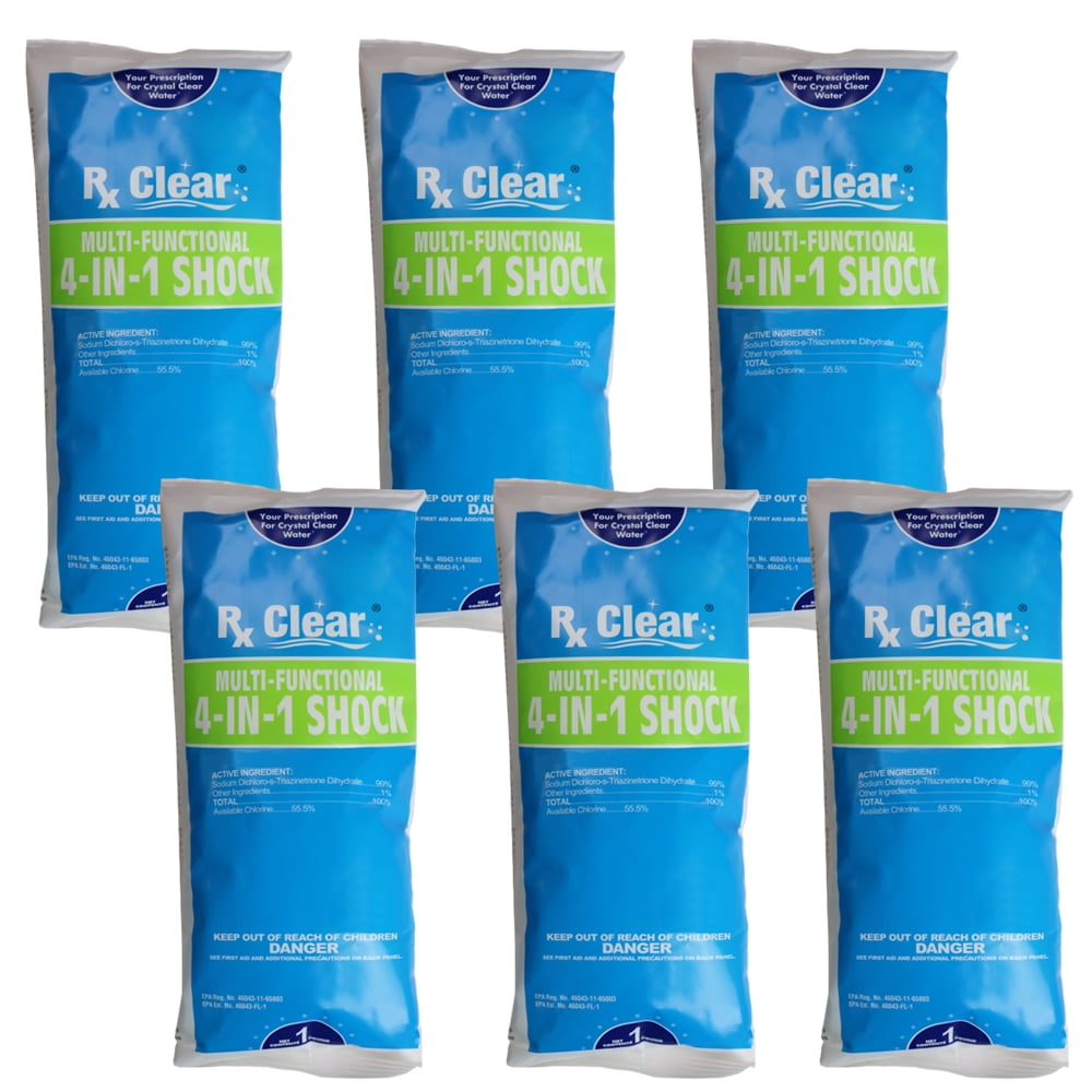 Rx Clear Multi-Functional 4-in-1 Pool Shock, 1 lb Bag, 6-Pack, Algae ...