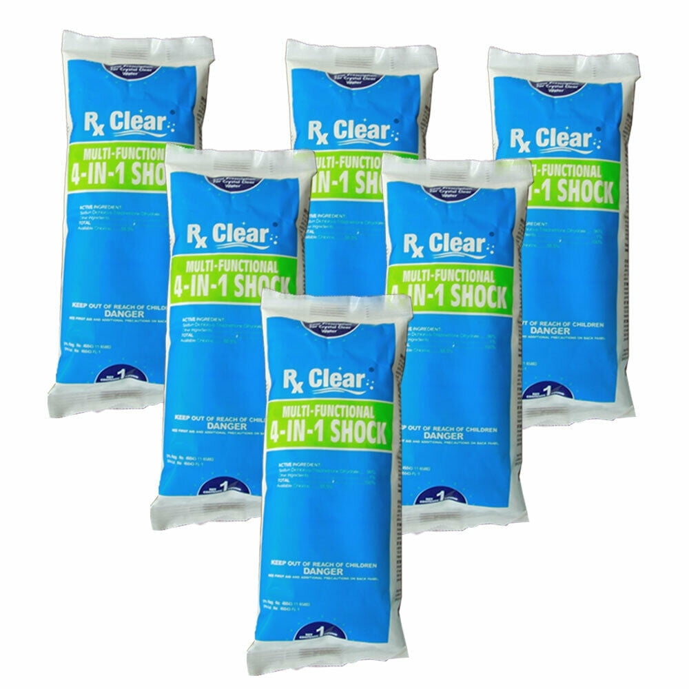 Rx Clear Multi-Functional 4-in-1 Swimming Pool Shock, 1 lb Bag, 6-Pack ...