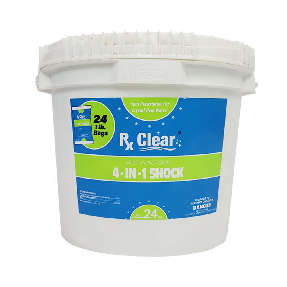 Rx Clear Multi-Functional 4-in-1 Swimming Pool Shock, 24lb Bucket ...
