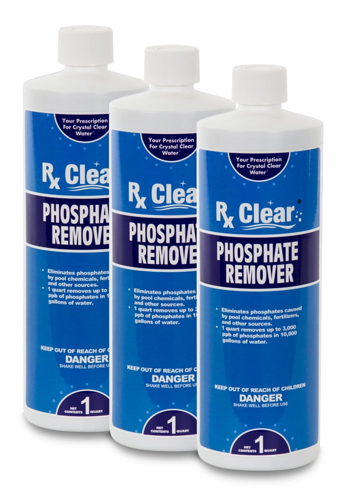 Rx Clear Phosphate Remover for Swimming Pools and Spas, 1 Qt, 3 Pack ...