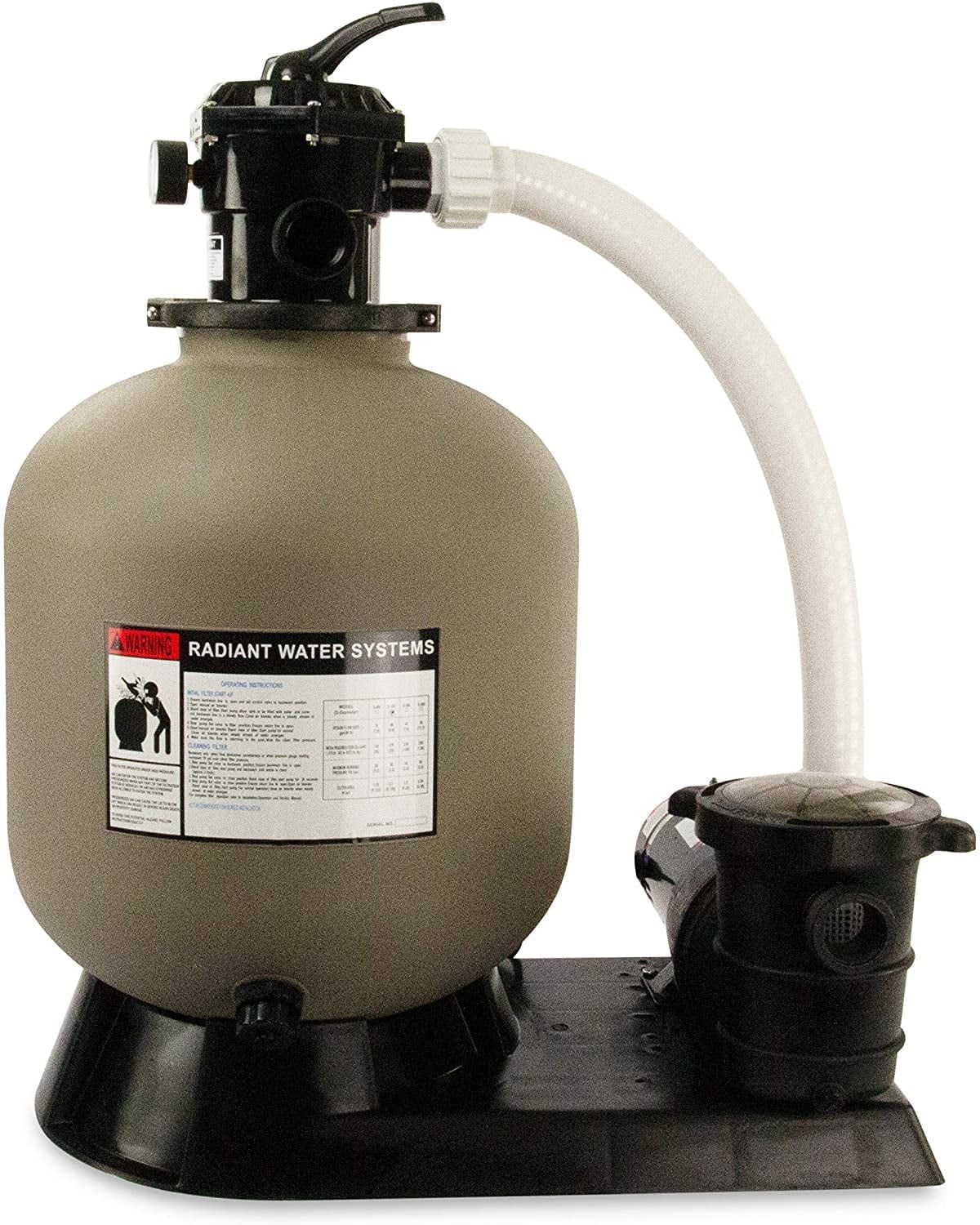 "Rx Clear Radiant 19"" Above-Ground Swimming Pool Sand Filter with 1 HP ...