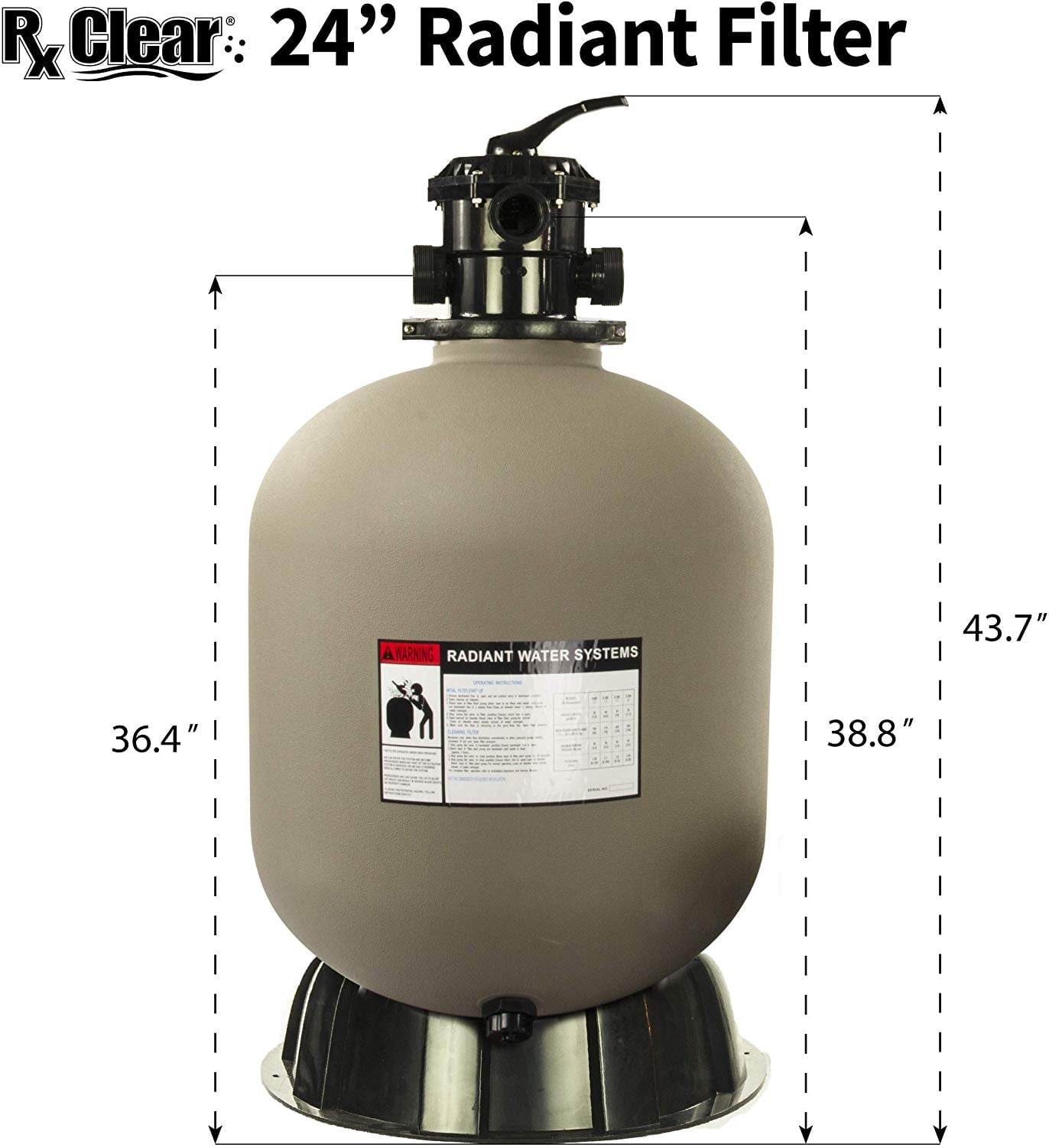 Rx Clear Radiant 24" In-Ground Pool Sand Filter with .90 THP Mighty ...