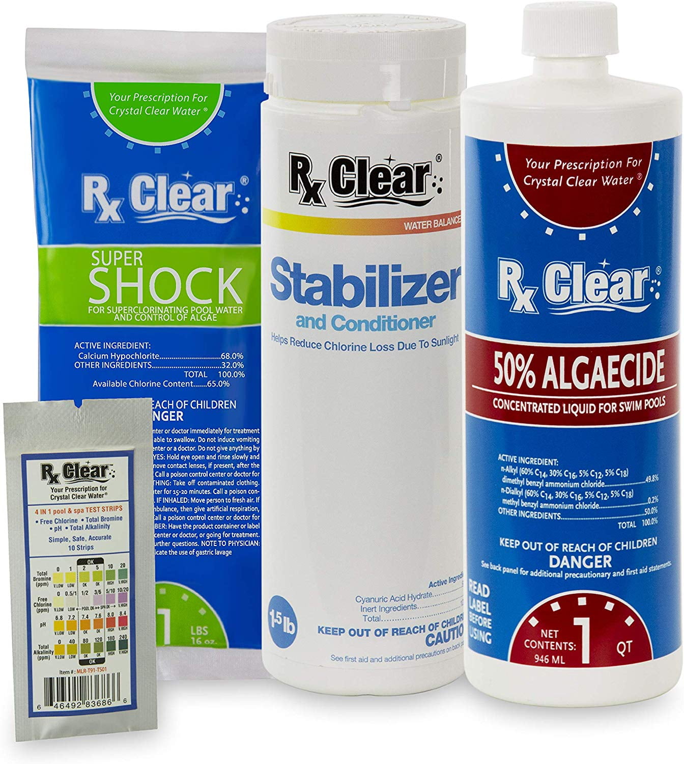 Rx Clear Pool Chemical Start-Up Kit, For Pools up to 7,500 Gallons ...