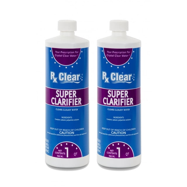 Rx Clear Super Clarifier Liquid Solution for Swimming Pools, 1 Qt ...