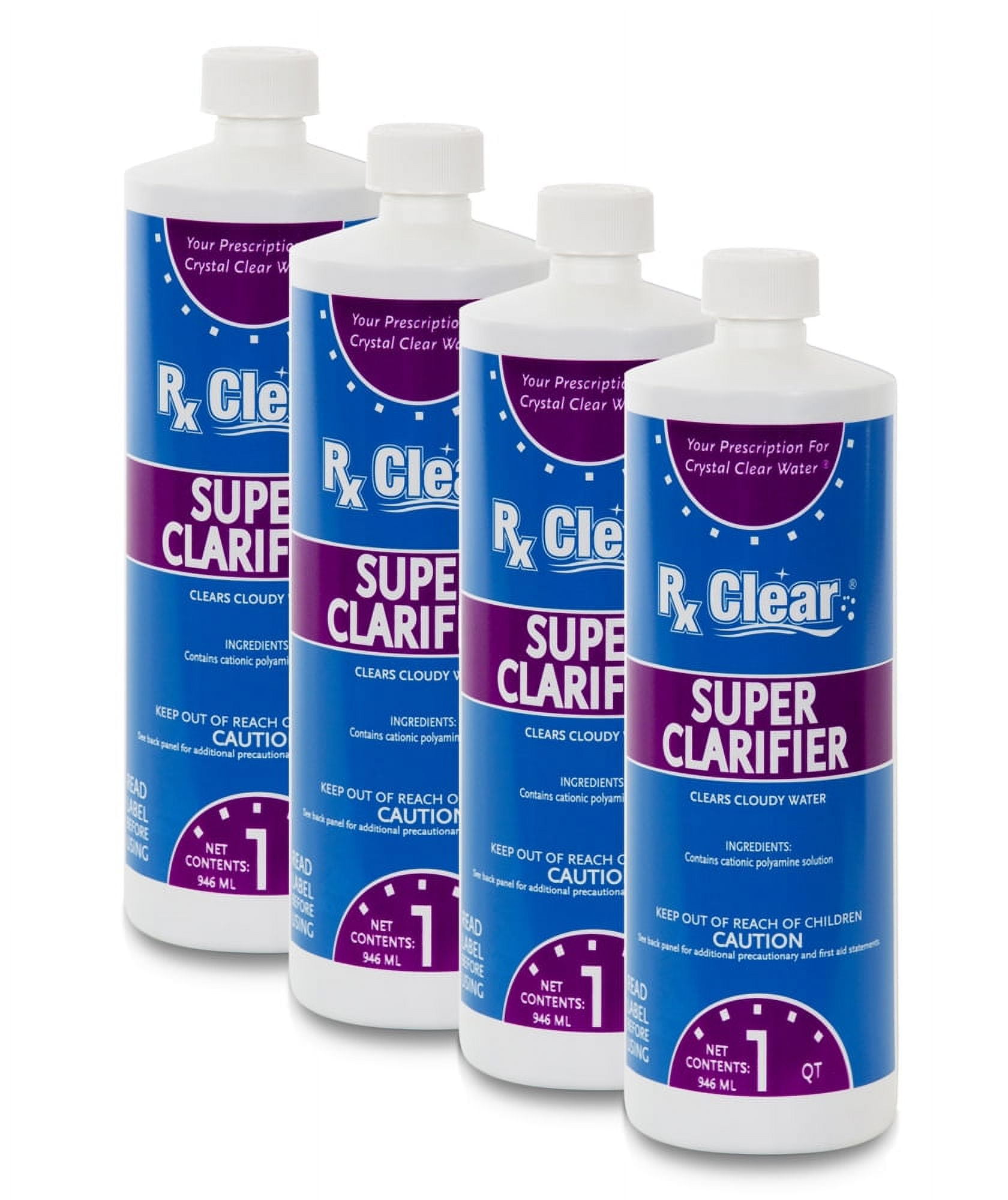 Rx Clear Super Clarifier Liquid Solution for Swimming Pools, 1 Qt ...