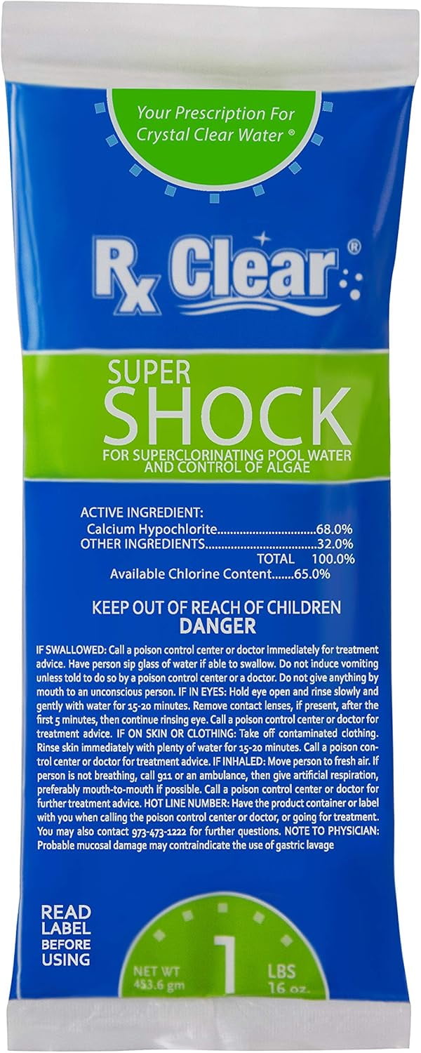 Rx Clear 68% Calcium Hypochlorite Pool Shock Treatment - Chloride Care ...