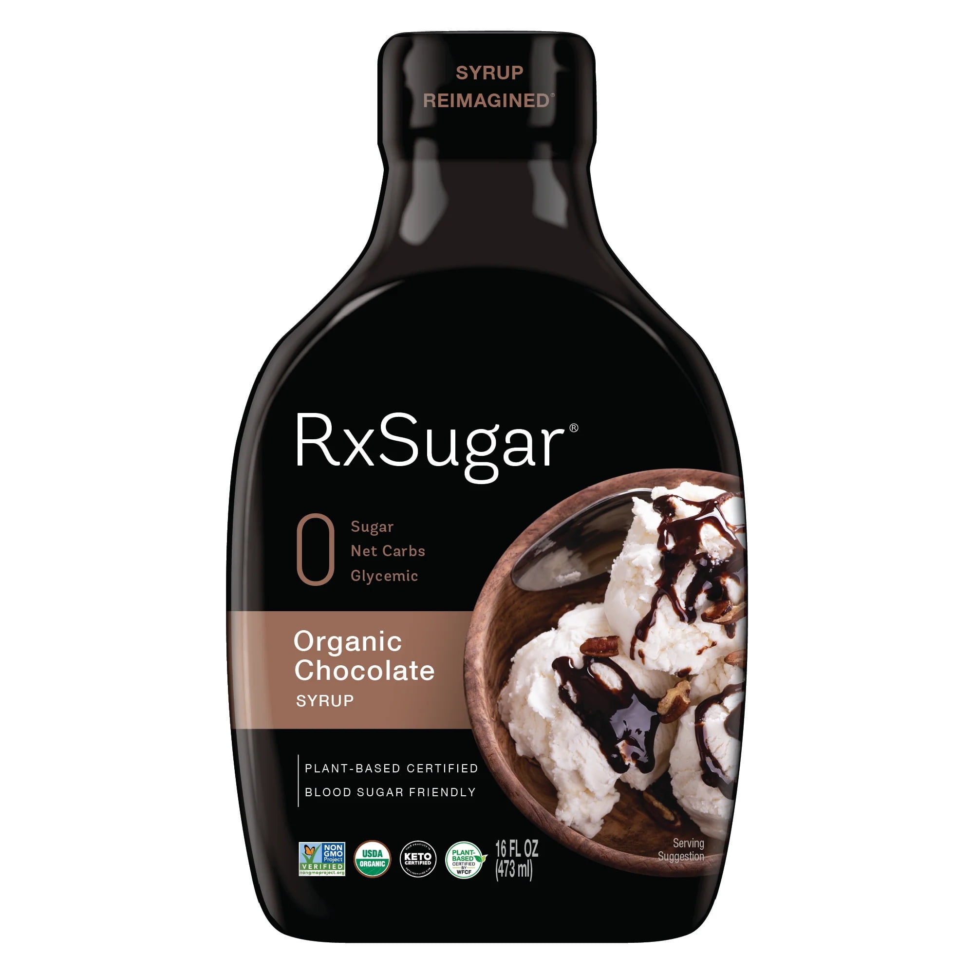 RxSugar Organic Chocolate Syrup 16 fl oz Allulose USDA Organic, Non-GMO ...