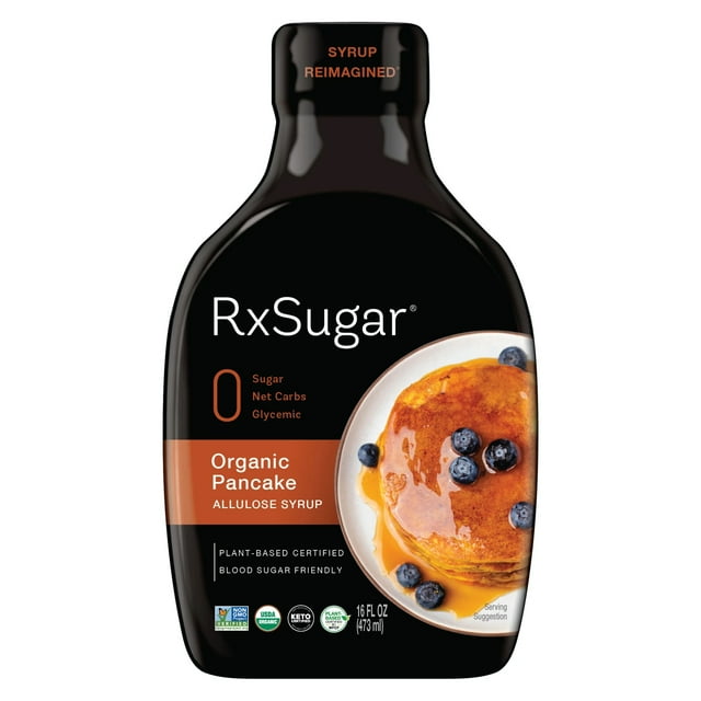 RxSugar Organic Pancake Syrup, Maple Flavored, 16 fl oz Allulose USDA ...