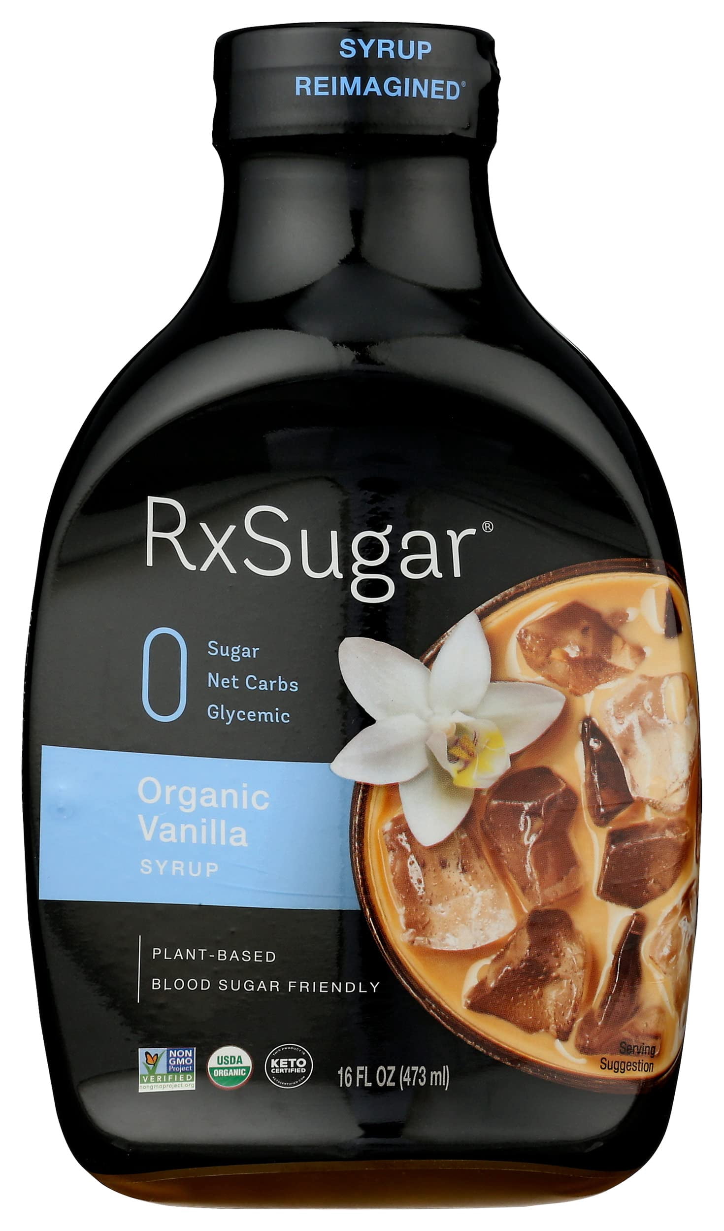 RxSugar Organic Vanilla Syrup, Plant-Based, Zero Sugar, Vegan Friendly ...
