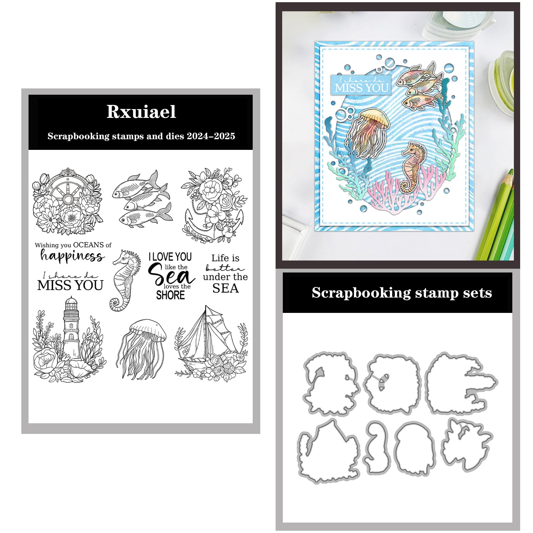 Rxuiael Stamps and Cutting Dies Sets for 2025-2026 Stamps Dies Card ...
