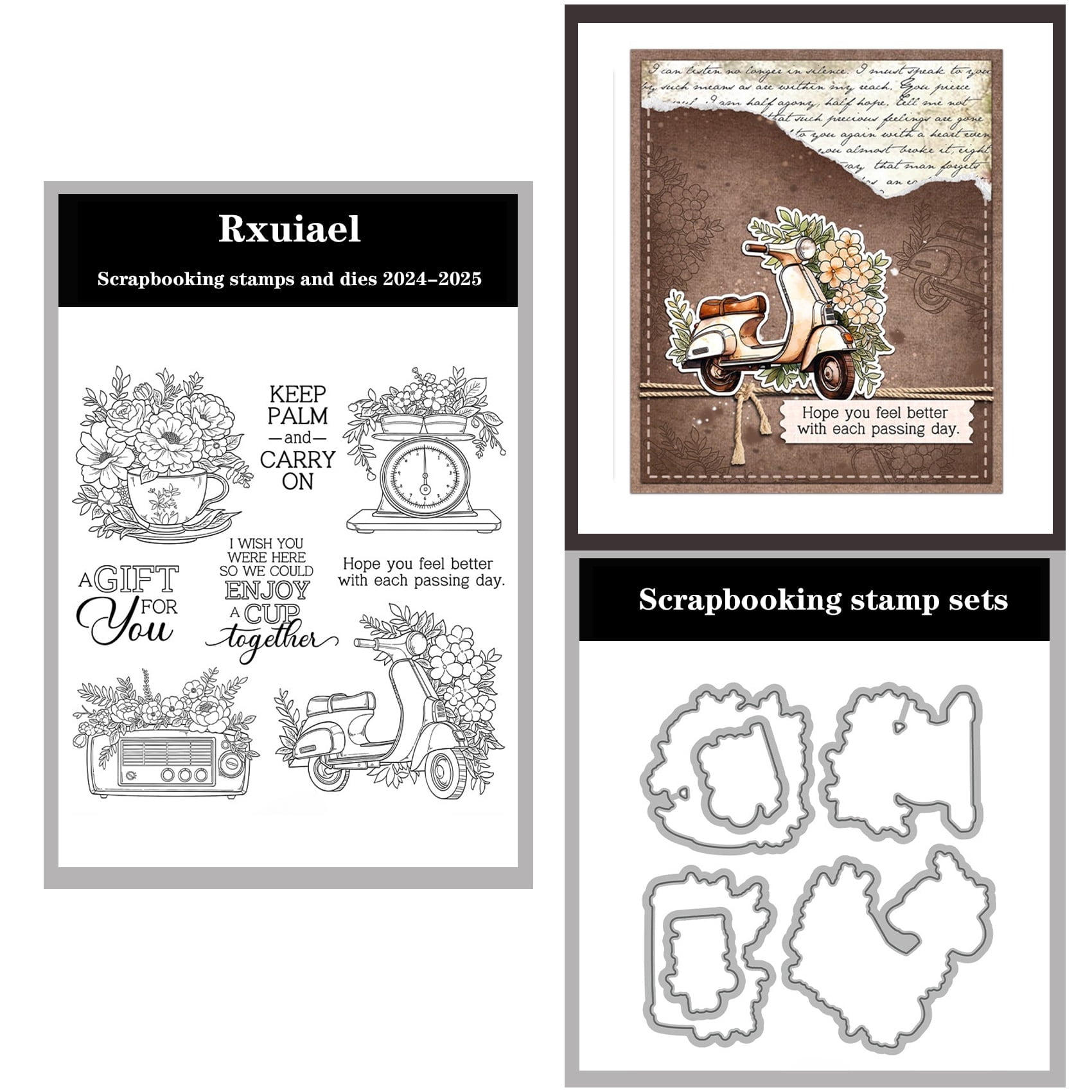Rxuiael Stamps and Cutting Dies Sets for 2025-2026 Stamps Dies Card ...