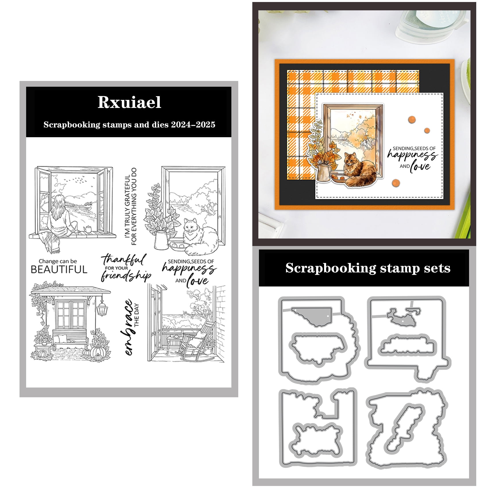 Rxuiael Stamps and Cutting Dies Sets for 2025-2026 Stamps Dies Card ...
