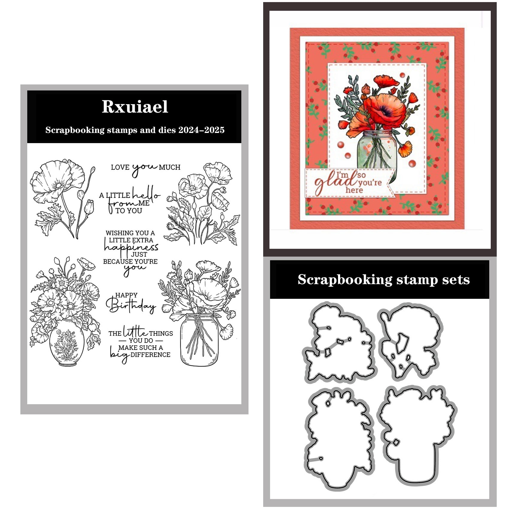Rxuiael Stamps and Cutting Dies Sets for 2025-2026 Stamps Dies Card ...