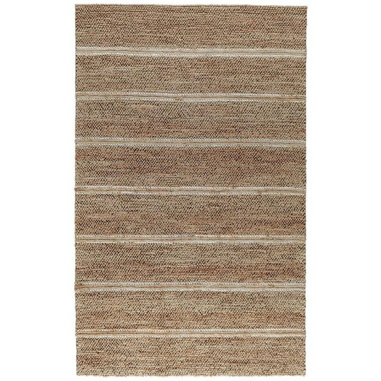 Ryan 5 x 8 Area Rug, Handwoven Stripes, Brown Cotton and Soft Jute ...