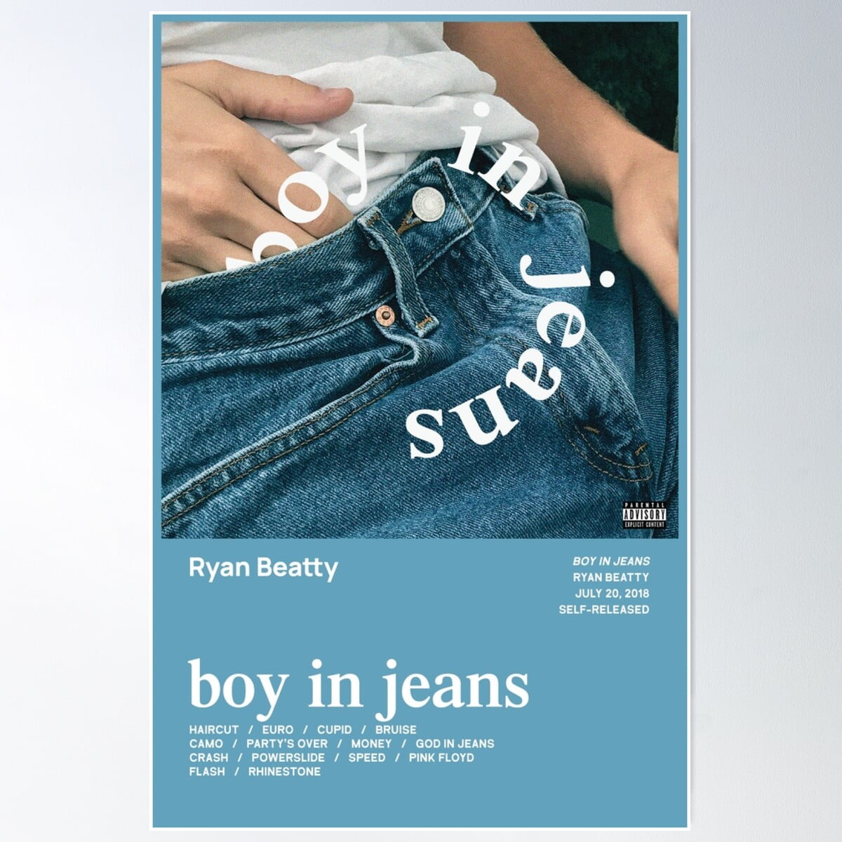 Ryan Beatty - Boy In Jeans Tracklist Poster Wall Art, Modern Wall Decor ...