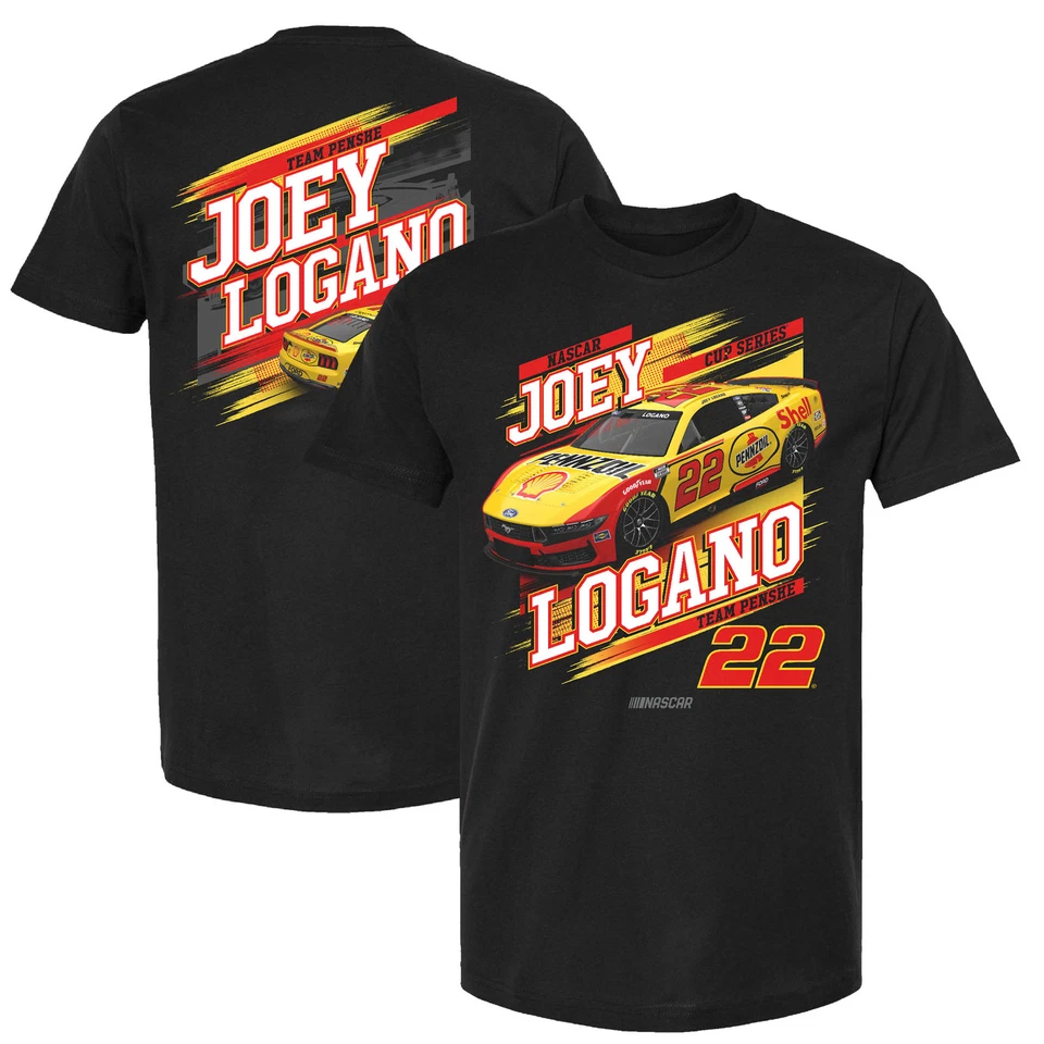 Men's Team Pen.ske Black Joe.y Loga.no Shell/Pennzoil Car T-Shirt,Black ...