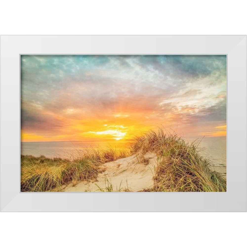 Ryan, Brooke T. 14x11 White Modern Wood Framed Museum Art Print Titled - Sunset over The Dunes ...