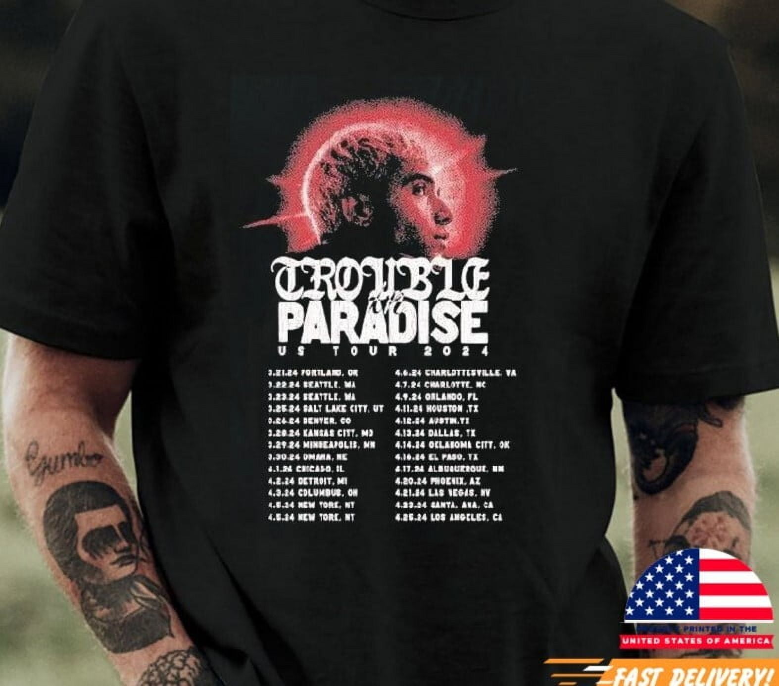 Ryan Caraveo Trouble In Paradise Us Tour Dated T-shirt - Walmart.com