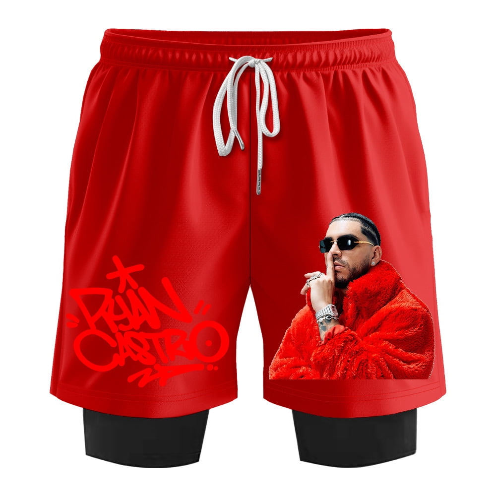 Ryan Castro Shorts Hip Hop Fake Two Shorts Fashion SweatShorts Casual ...