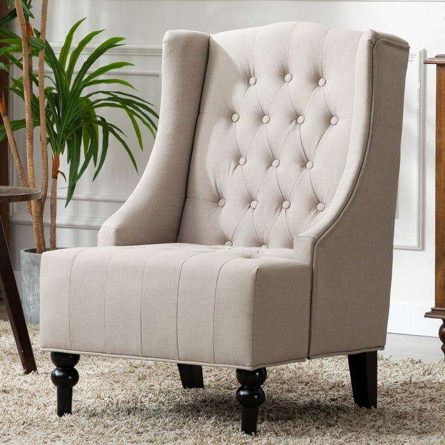 Ryan Diamond Button-Tufted Wingback Accent Chair - Walmart.com