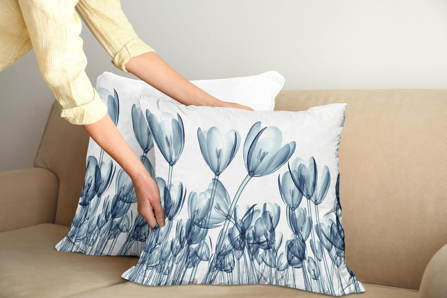 Ryan; Flower Pillow Cushion Cover Pack of 2, Bunch of Different Size X ...