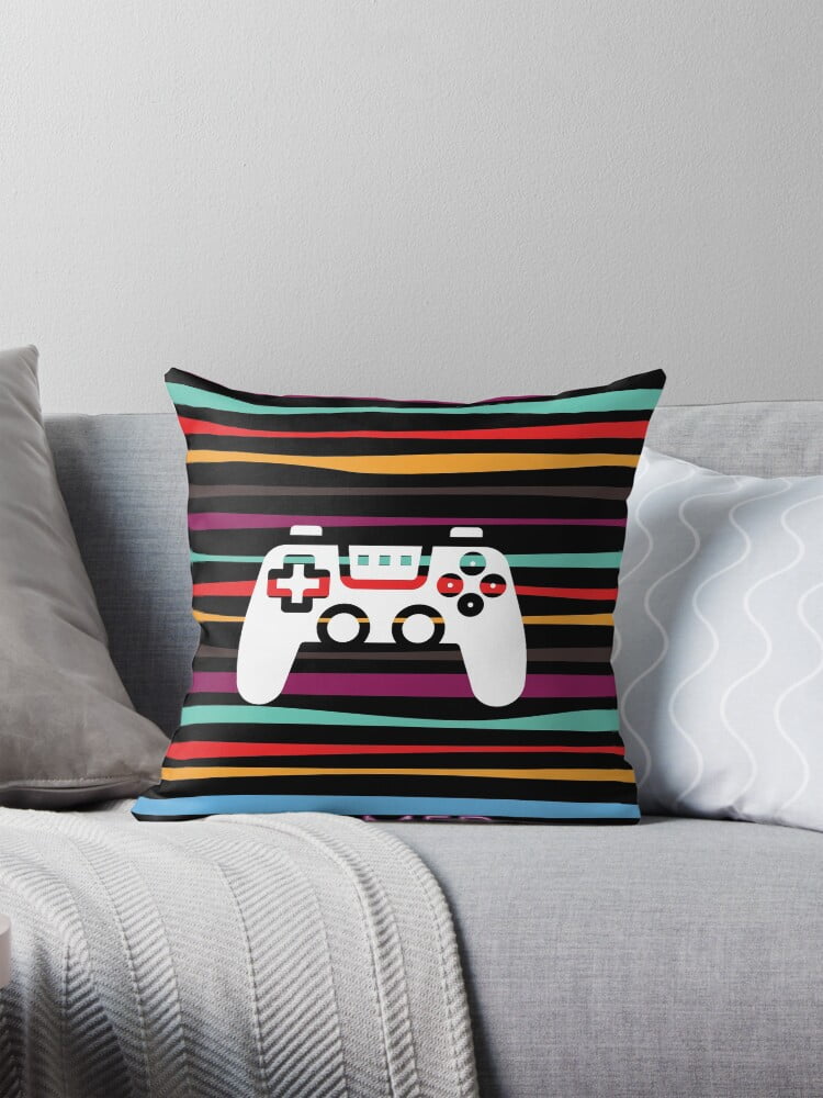 Ryan; Gamer Design Throw Pillow with Pixel Art Elements and Game ...