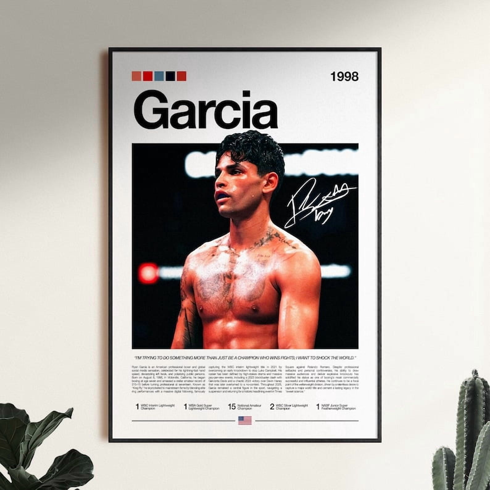Ryan Garcia Boxing Champion Portrait Poster Athletic Gym Wall Decor ...