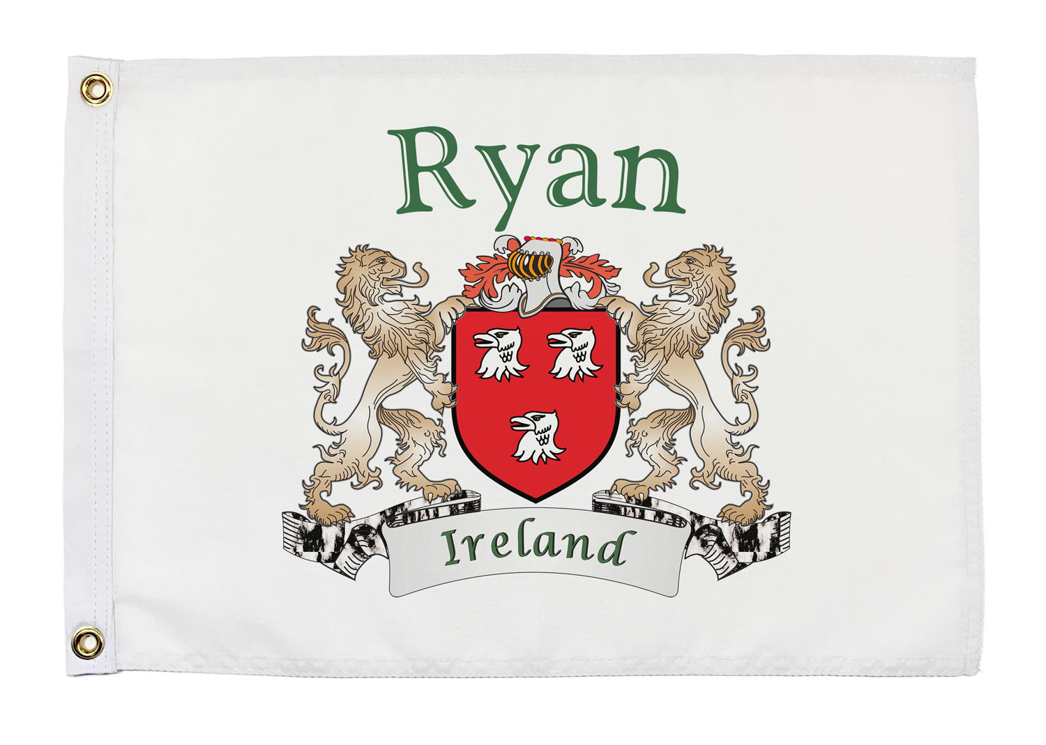 Ryan Irish Coat of Arms Small White Flag - 16"x10.5" inches - Walmart.com