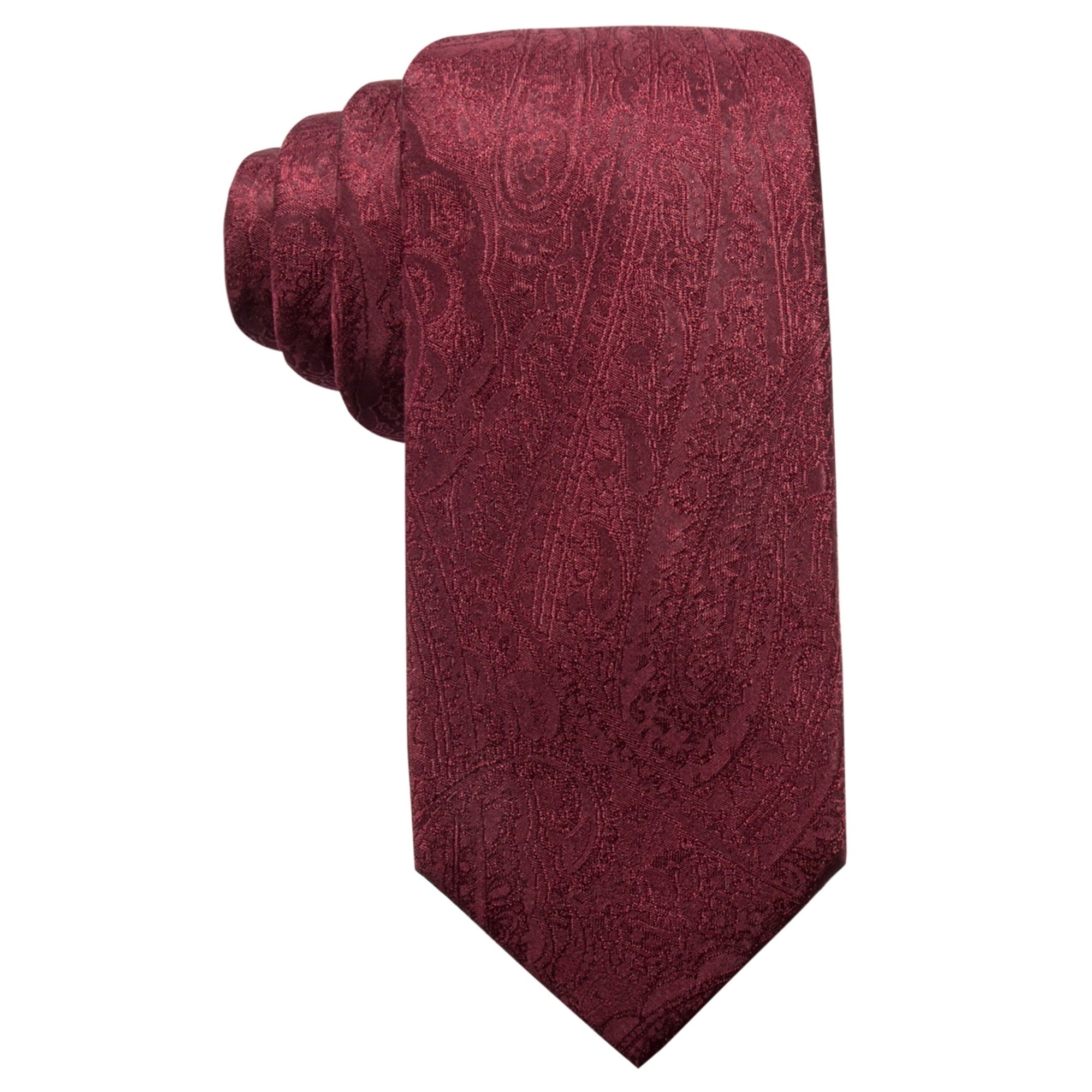 Ryan Seacrest Distinction Men’s Paisley Slim Silk Ties, Dark Red ...