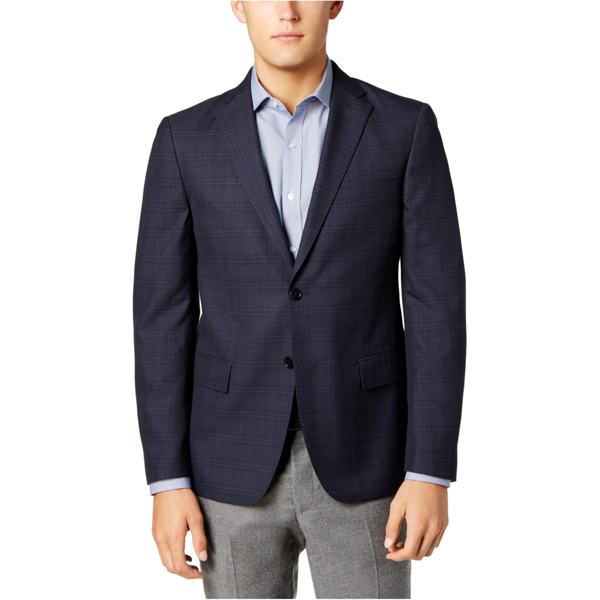 Ryan Seacrest Distinction Mens Slim Fit Blue Gray Windowpane Sport Coat ...