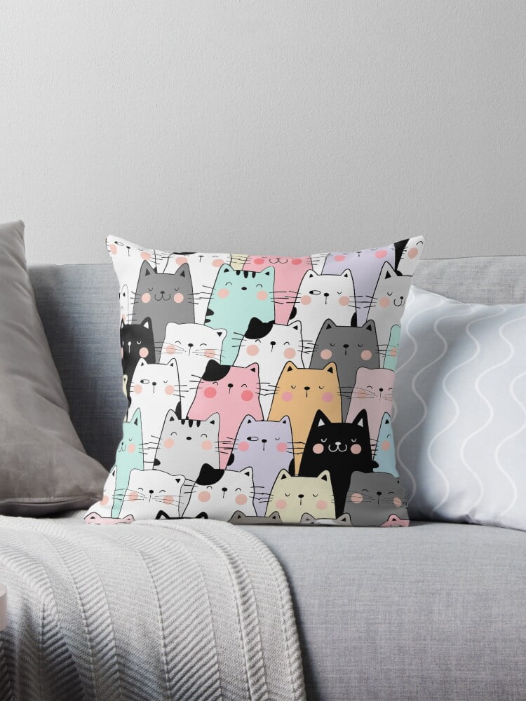 Ryan; “So Fluff, Too Much Meow” Quote Throw Pillow Cover 45x45cm – Funny Cat Cushion for Pet ...