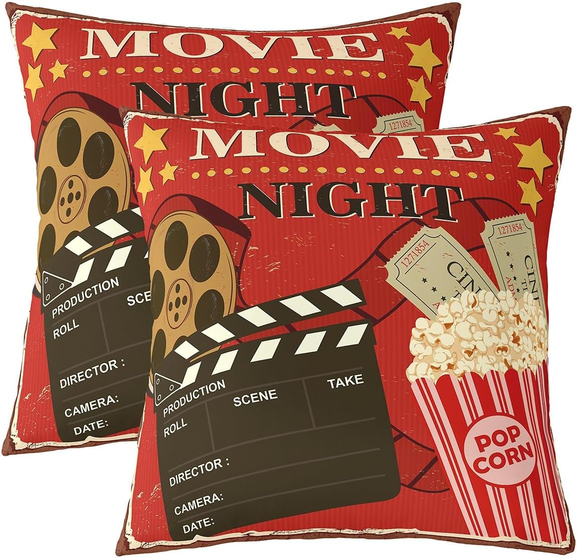 Ryan; Vintage Movie Theater Throw Pillow Covers For Sofa Couch,Grunge ...
