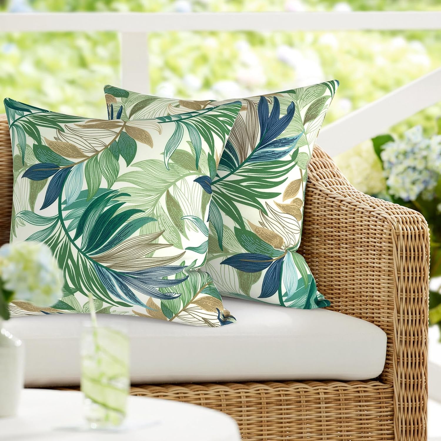 Ryan; Set of 2 Outdoor Pillow Covers 18 x 18 Inch, Square Decorative ...