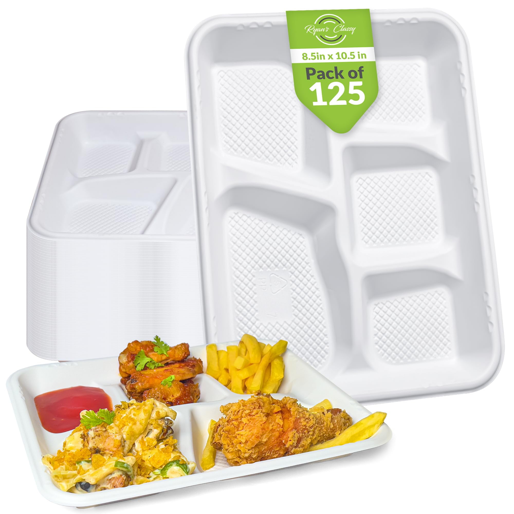 Ryan's Classy 5 Compartment Plates Disposable, AFN1White Plastic125 ...