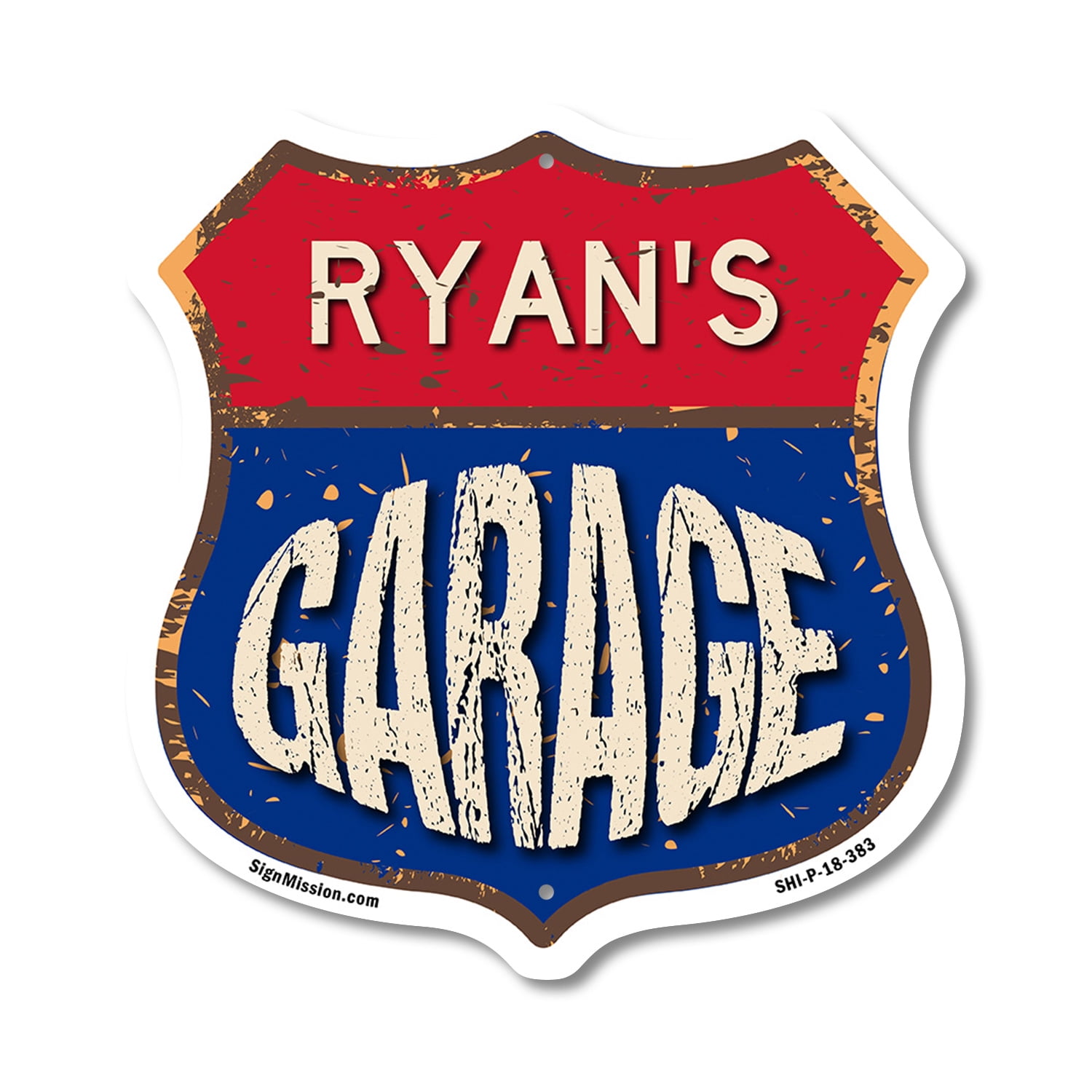 Ryan's Garage 18 inch X 18 inch Shield Shaped Commercial Grade Plastic ...
