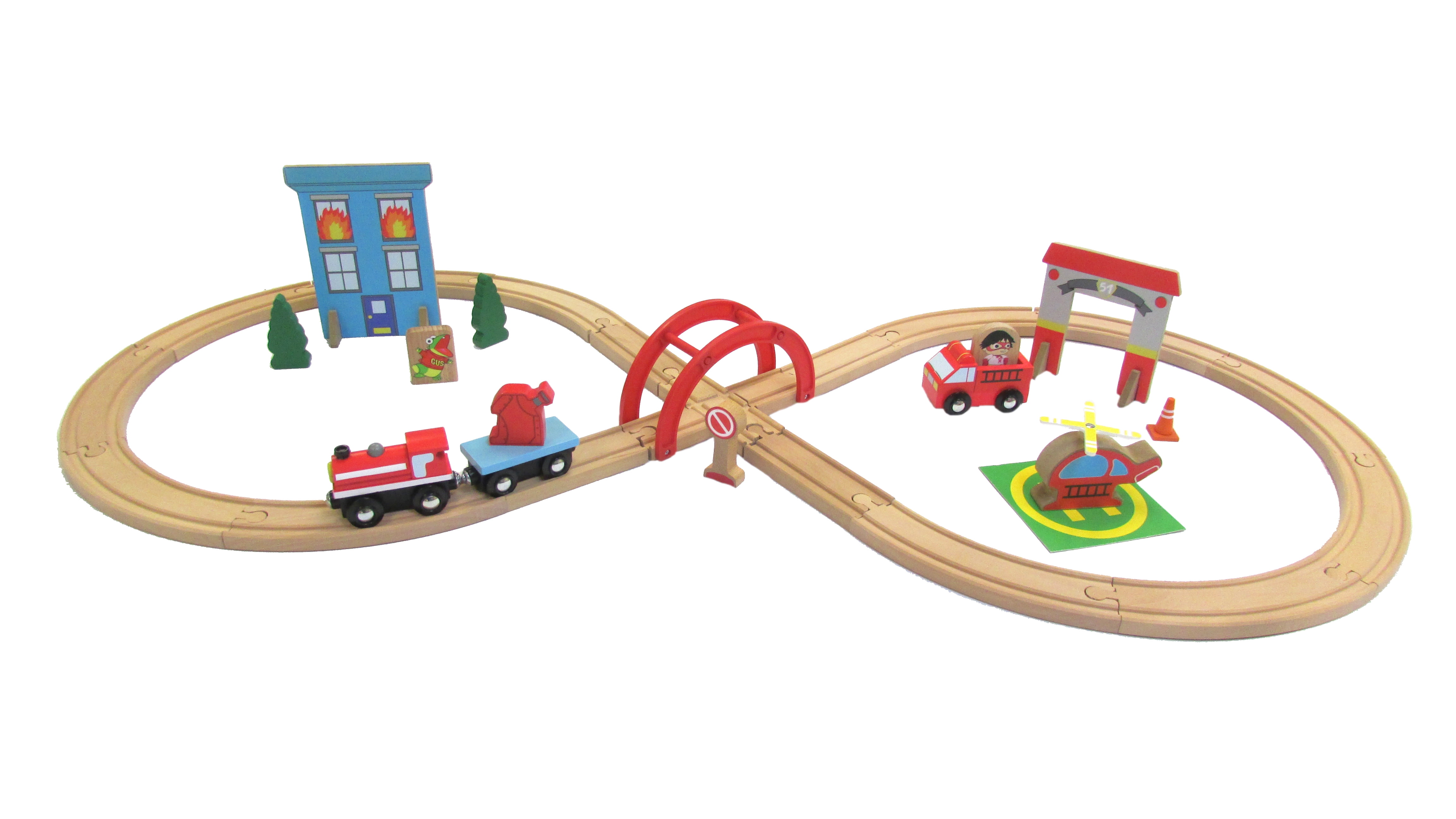 Ryan's World 35-Piece Fire Rescue Figure 8 Train Set - Walmart.com