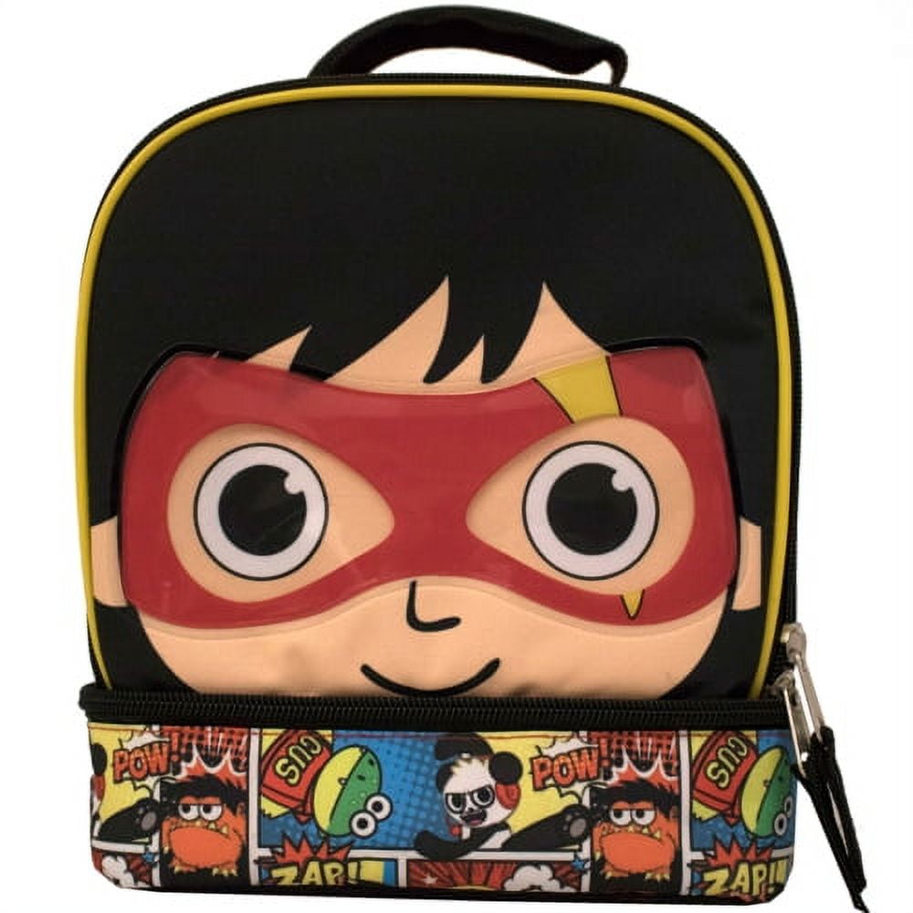 Ryan's World Boys Masked Hero Dual Lunch Tote Cordura Embossed PVC ...