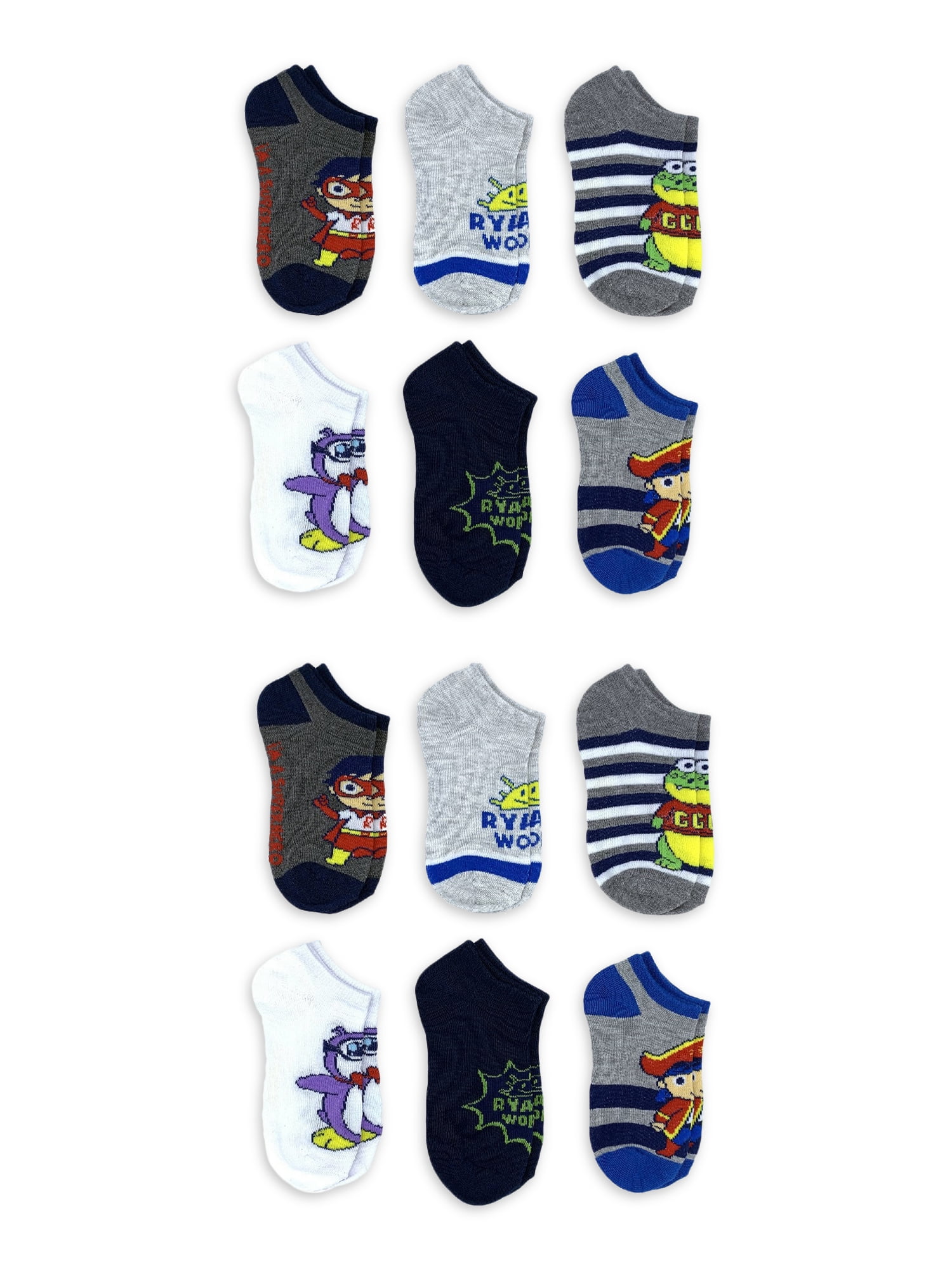 Ryan's World, Boys Socks, 12 Pack No Shows Sizes S-L - Walmart.com