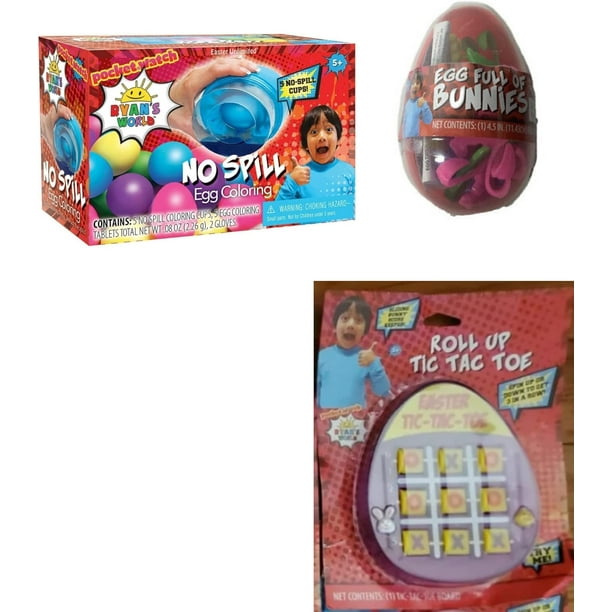 Ryan's World Easter Egg Kit, No Spill Egg Coloring, Tic-Tac Toe Game ...