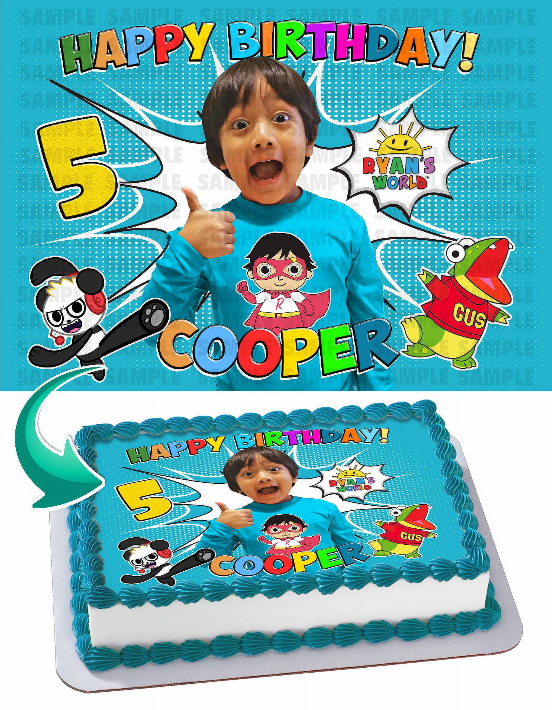 Ryan's World Edible Cake Image Topper Personalized Birthday Party 1/4 ...