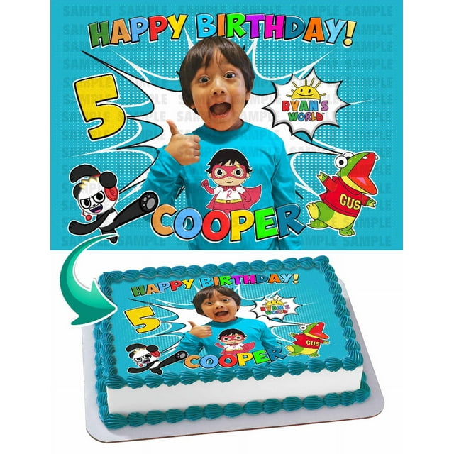 Ryan's World Edible Cake Image Topper Personalized Birthday Party 1/4 ...