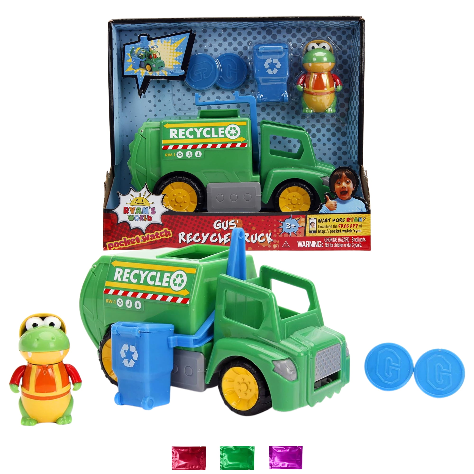 Ryan's World Recycling Truck with Gus the Gummy Gator Figure 6 ...