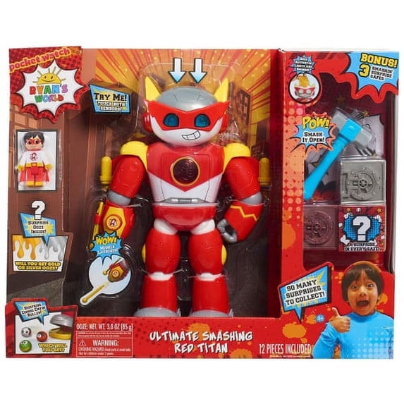 Ryan's World Ultimate Smashin' Red Titan Action Figure Set with Lights ...