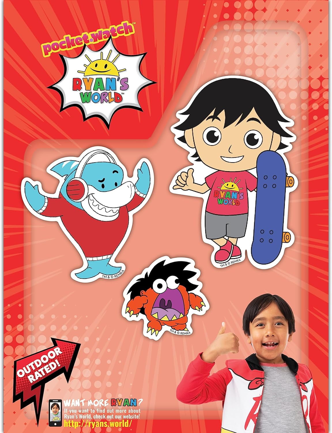 Ryan's World Vinyl Decals - Ryan Big Gil and Moe the Monster Set of 3 Stickers for Car Water ...